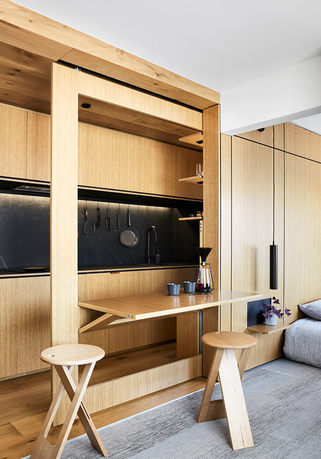 A Sliding Door With a Built-in Dining Table Is Just One of the ...