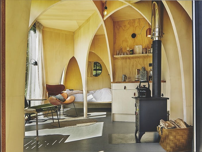 This Tiny Cabin Boasts a Stunning Timber Domed Interior - Living in a ...