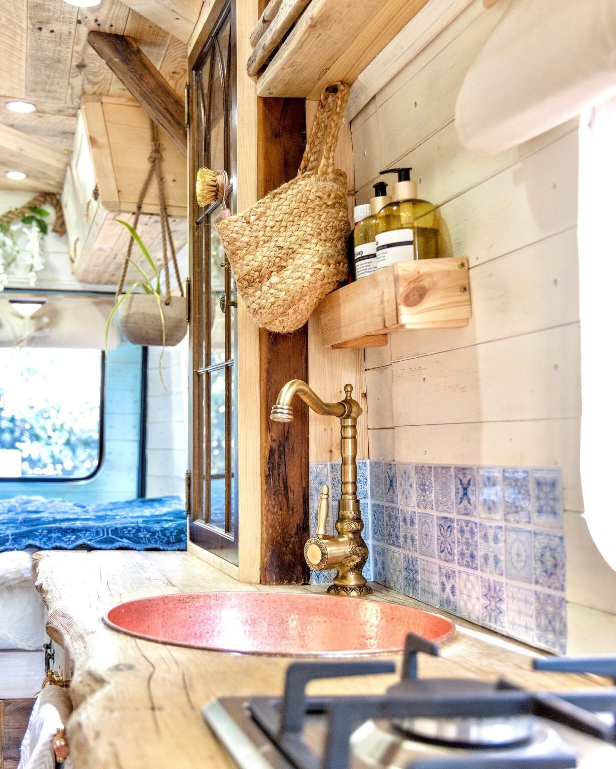 Old Van Was Transformed Into Boho Beach Hut, Complete With Copper Sink ...