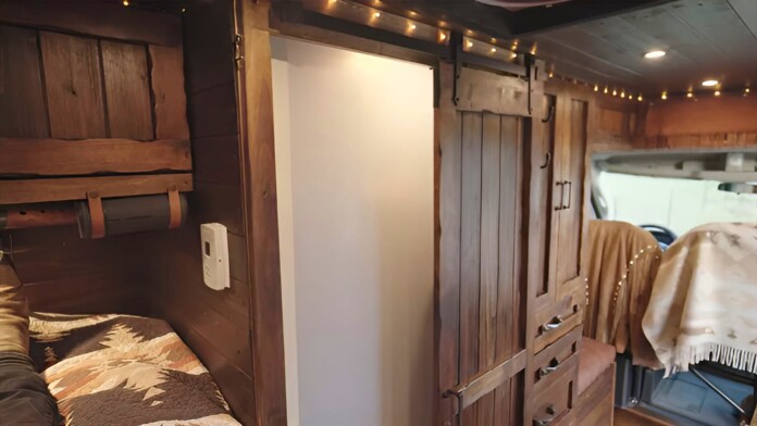 Adventurous Couple Transforms Cargo Van Into Rustic Cabin on Wheels ...